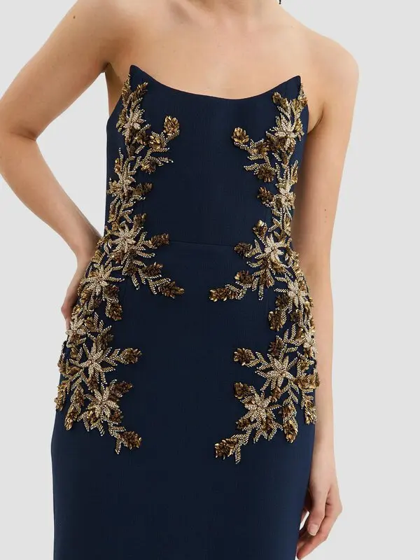 Rebecca Vallance Orla Embellished Stretch-crepe Strapless Gown