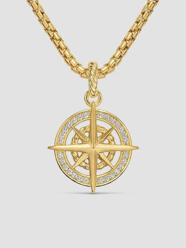 David Yurman Compass Amulet In 18k Yellow Gold With Diamonds, 21.3mm - Diamond