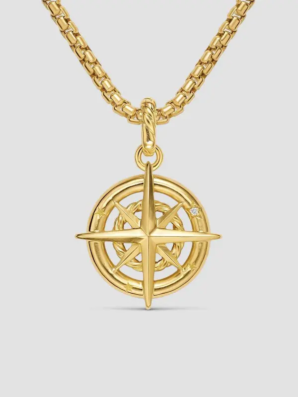 David Yurman Compass Amulet In 18k Yellow Gold With Diamonds, 21.3mm