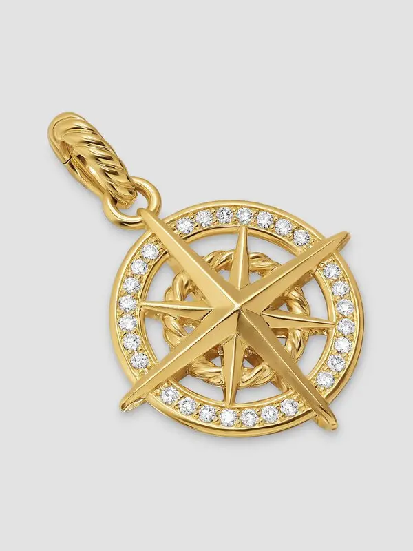 David Yurman Compass Amulet In 18k Yellow Gold With Diamonds, 21.3mm