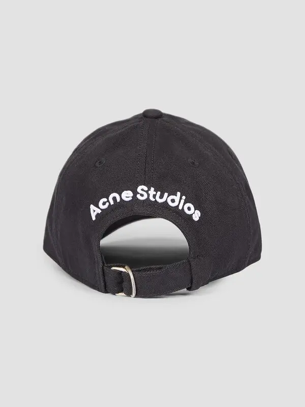 Acne Studios Carily Back Logo Cotton Baseball Cap - Black