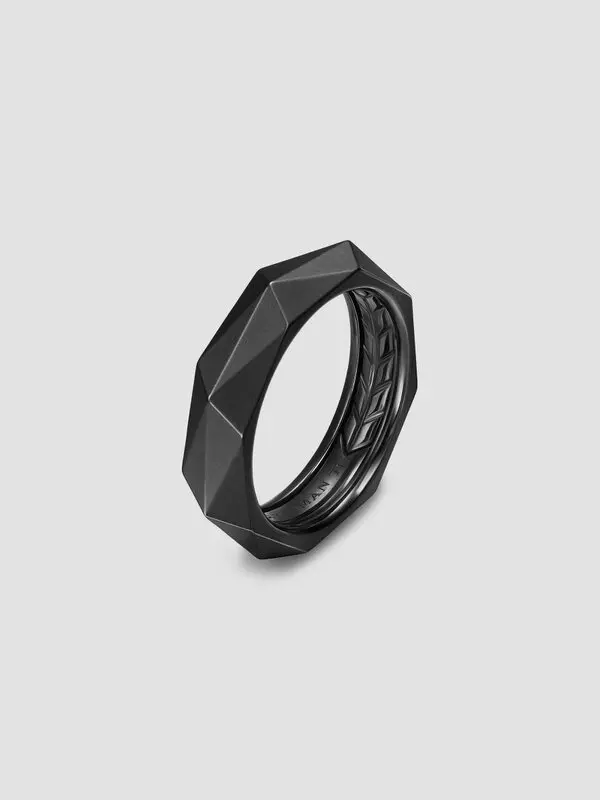 David Yurman Faceted Band Ring In Titanium, 6.2mm
