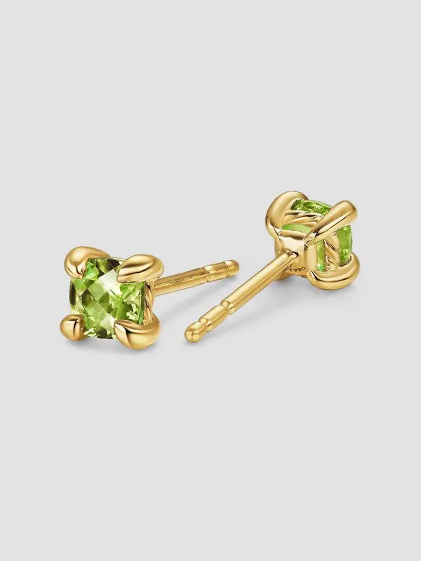 David Yurman Micro Chatelaine Stud Earrings In 18k Yellow Gold - Peridot