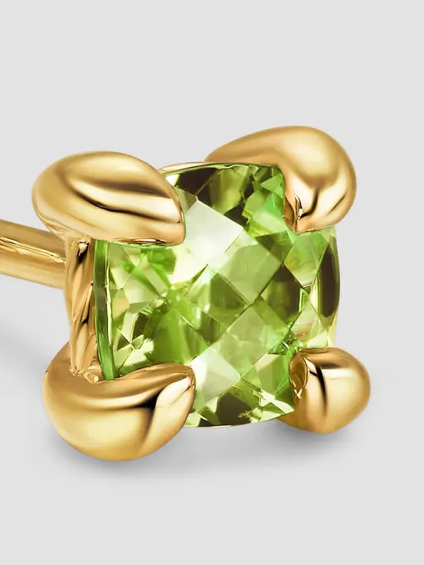 David Yurman Micro Chatelaine Stud Earrings In 18k Yellow Gold - Peridot