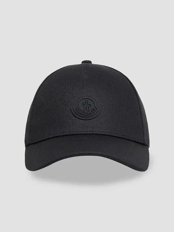 Moncler Baseball Hat In Cotton Gabardine - Black