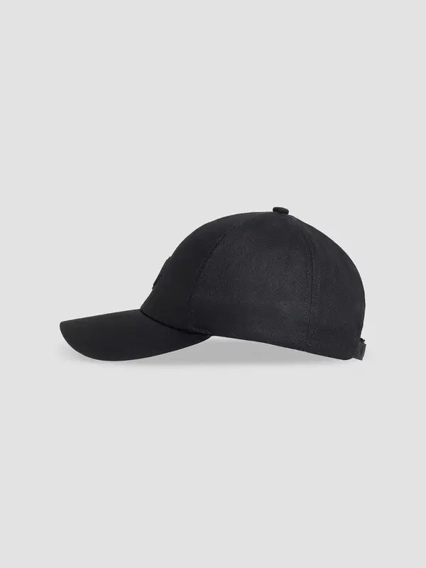 Moncler Baseball Hat In Cotton Gabardine - Black