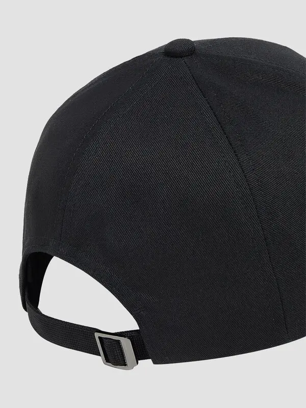 Moncler Baseball Hat In Cotton Gabardine - Black