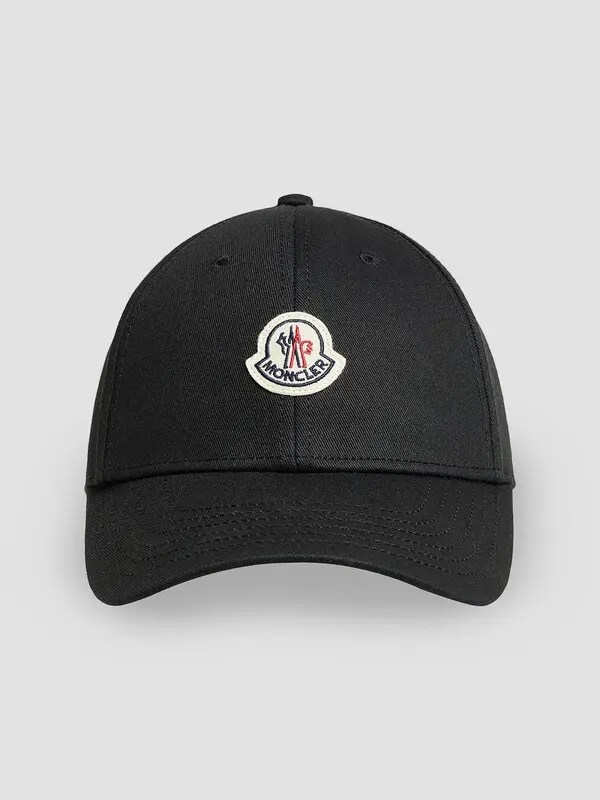 Moncler Baseball Hat In Cotton Gabardine - Black