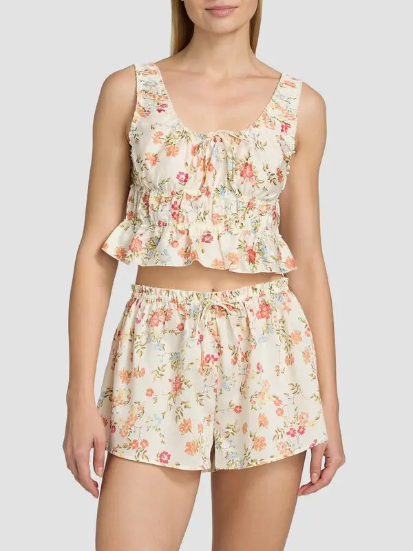 PAPINELLE Amber Floral Cotton Crop Camisole - Peach