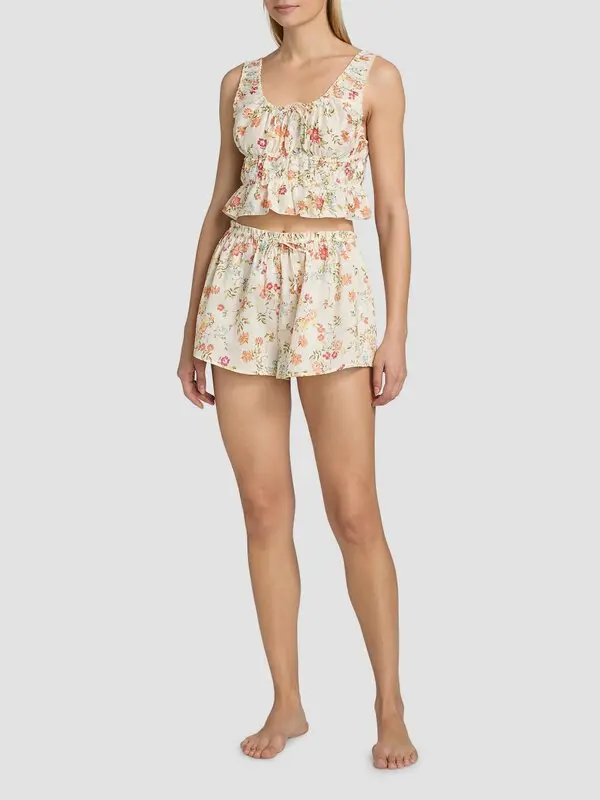 PAPINELLE Amber Floral Cotton Crop Camisole - Peach