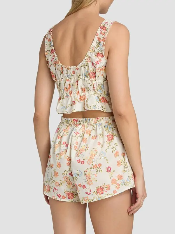 PAPINELLE Amber Floral Cotton Crop Camisole - Peach
