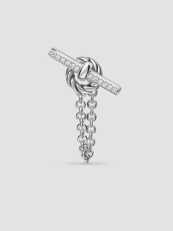 David Yurman Dy Mercer Petite Toggle Chain Stud Earrings In Sterling With Diamonds, 38.2mm