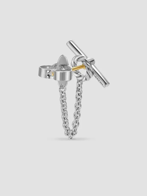 David Yurman Dy Mercer Petite Toggle Chain Stud Earrings In Sterling With Diamonds, 38.2mm