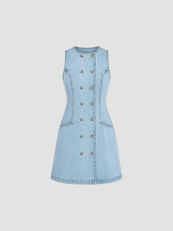 Retrofete Hanna Double-breasted Denim Mini Dress