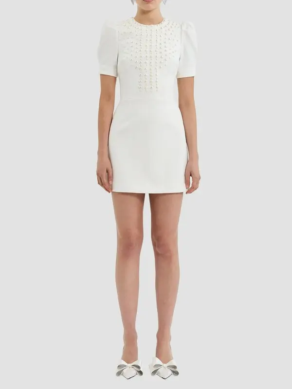Rebecca Vallance Pearly Embellished Crepe Minidress