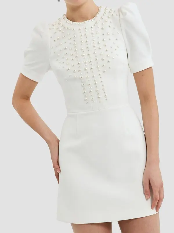 Rebecca Vallance Pearly Embellished Crepe Minidress