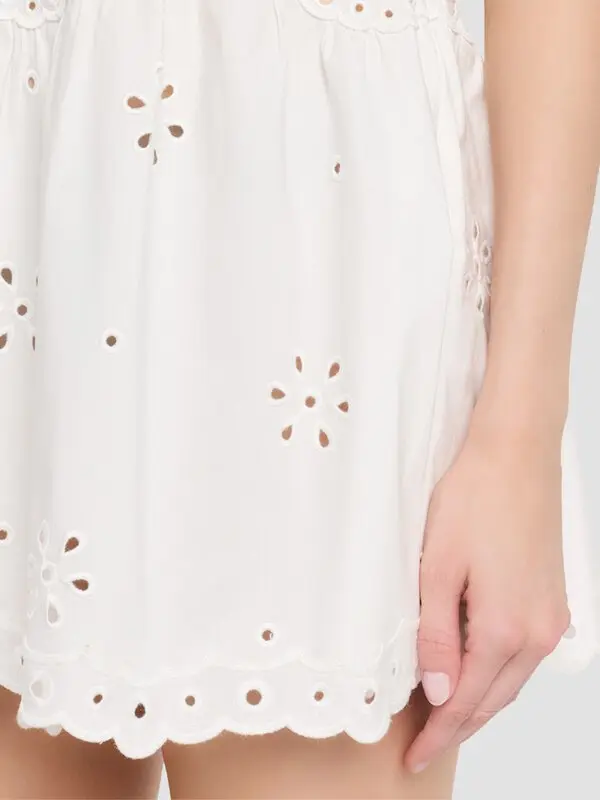 Retrofete Beranice Embroidered Eyelet Halter Mini Dress