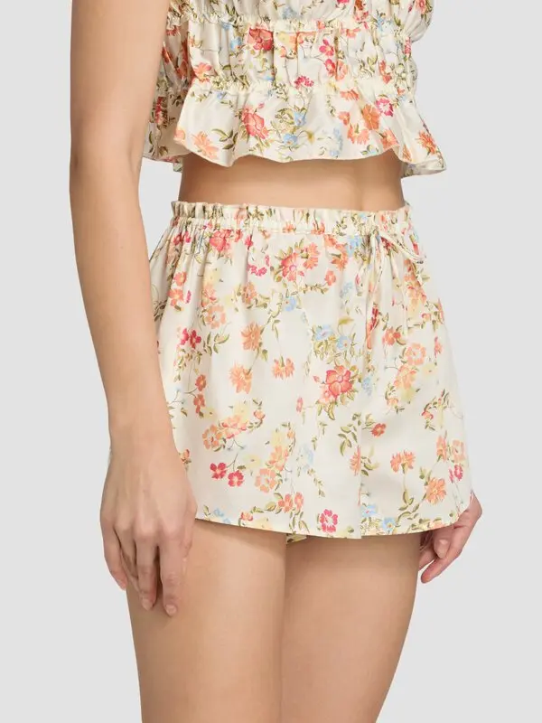 PAPINELLE Amber Printed Cotton Sateen Shorts - Peach