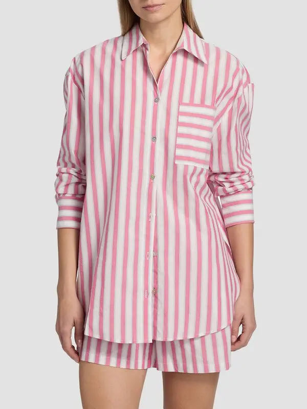 PAPINELLE Striped Cotton Shirting Boxer Pajamas
