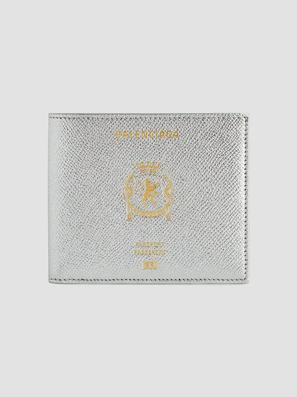 Balenciaga Passport Square Folded Wallet - Silver