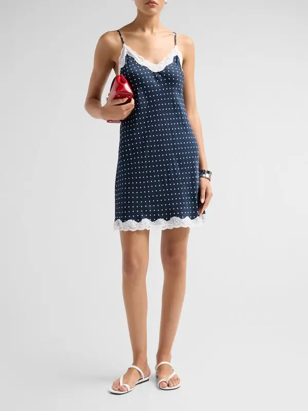 PAPINELLE Annabelle Satin & Lace Mini Slip Nightgown