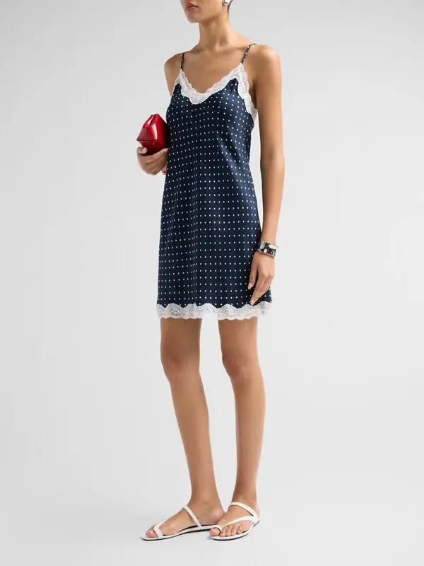 PAPINELLE Annabelle Satin & Lace Mini Slip Nightgown