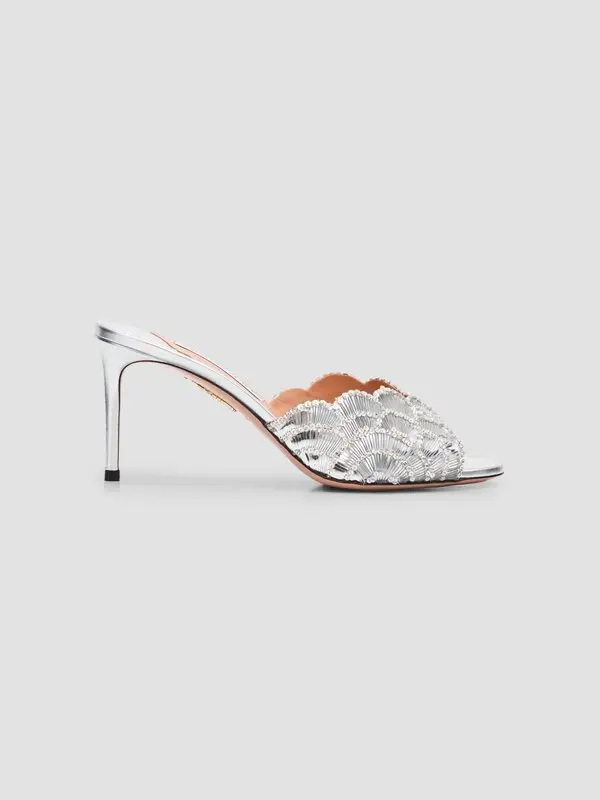 AQUAZZURA Ce Soir 75mm Mules - Silver