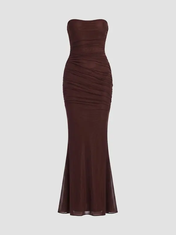 Retrofete Isadore Mesh Trumpet Maxi Dress