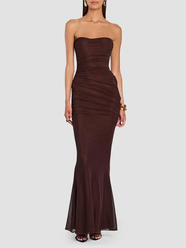 Retrofete Isadore Mesh Trumpet Maxi Dress