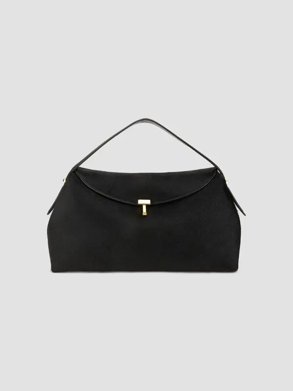TOTEME T-lock Pony Hair Top Handle Bag - Black