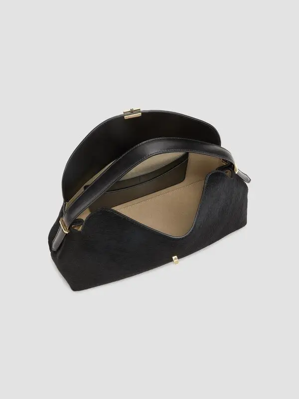 TOTEME T-lock Pony Hair Top Handle Bag - Black