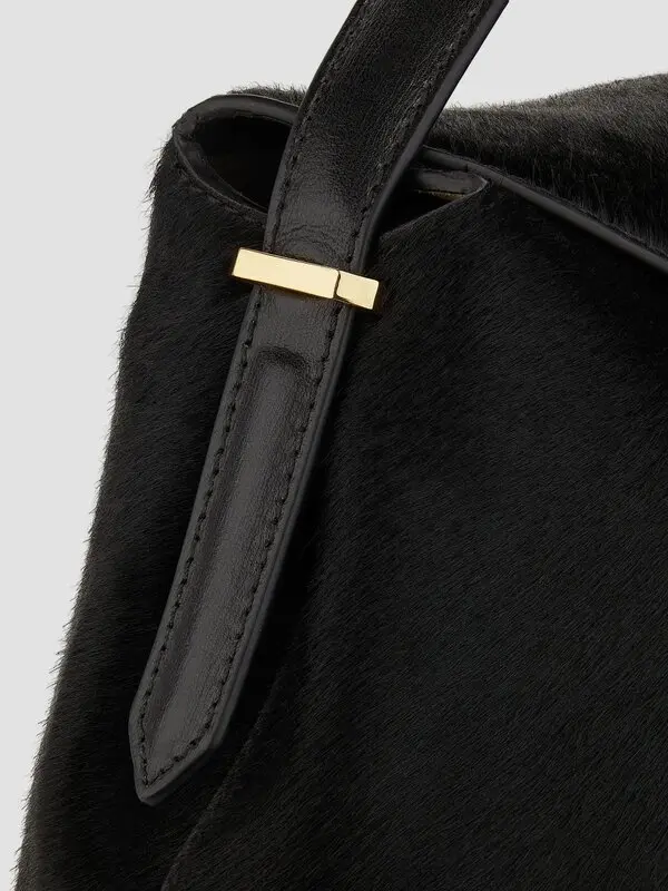 TOTEME T-lock Pony Hair Top Handle Bag - Black