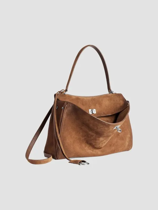 Balenciaga Rodeo Medium Suede Top Handle Bag - Camel