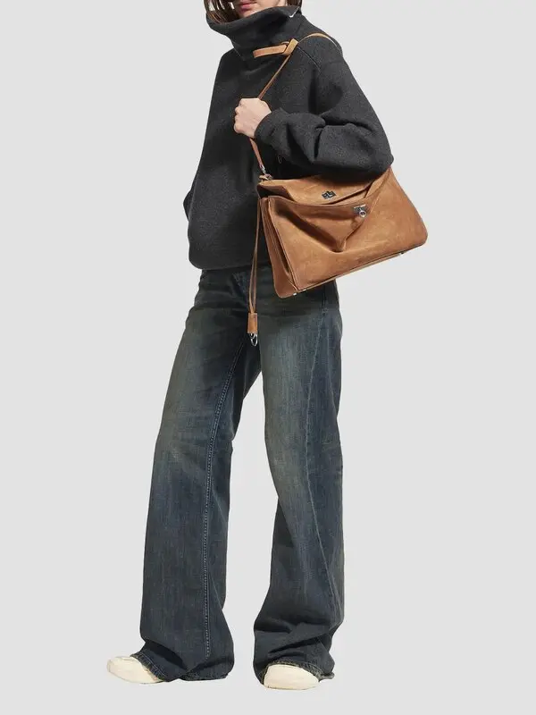 Balenciaga Rodeo Medium Suede Top Handle Bag - Camel