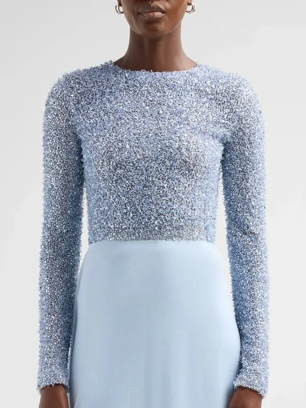 Oscar De La Renta Resort Beaded Bodice Chiffon Gown