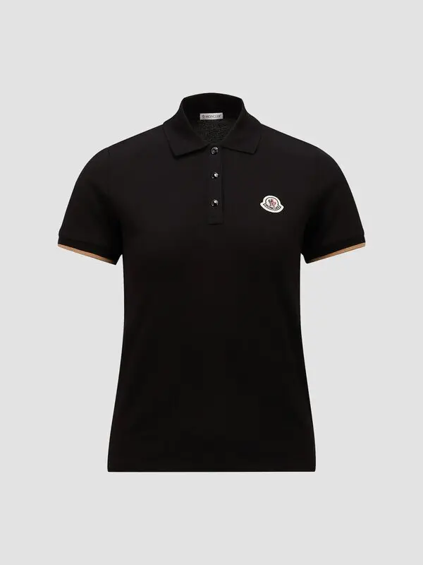 Moncler Polo Shirt In Cotton Piquet - Black