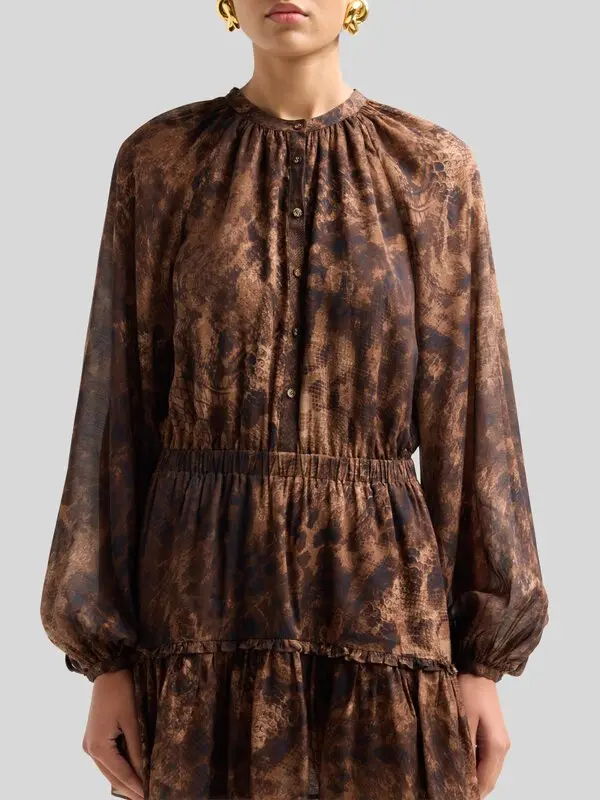 Ramy Brook Vivi Printed Silk-blend A-line Mini Dress - Heritage Brown Python