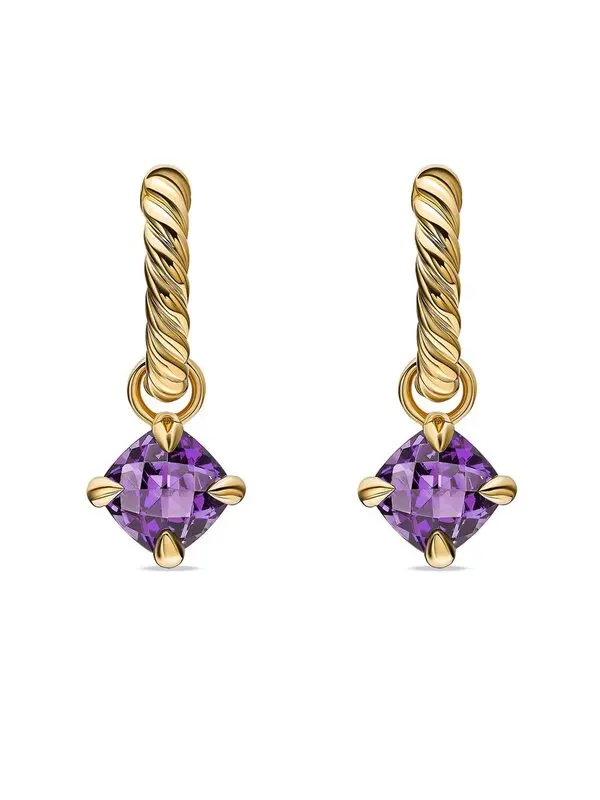 David Yurman Micro Chatelaine Drop Earrings In 18k Yellow Gold - Amethyst