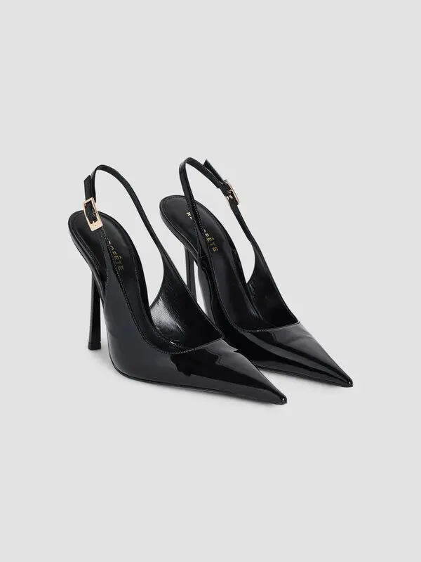 Retrofete Carrie 110mm Patent Leather Slingback Pumps - Black