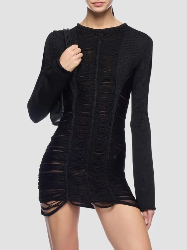 Attico Distressed Knit Mini Dress