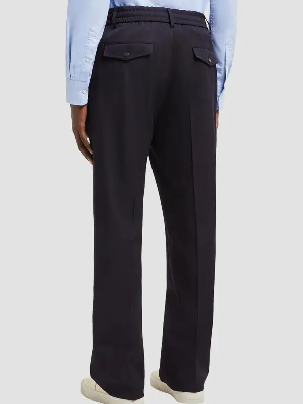 Moncler Pants In Wool Gabardine - Dark Blue