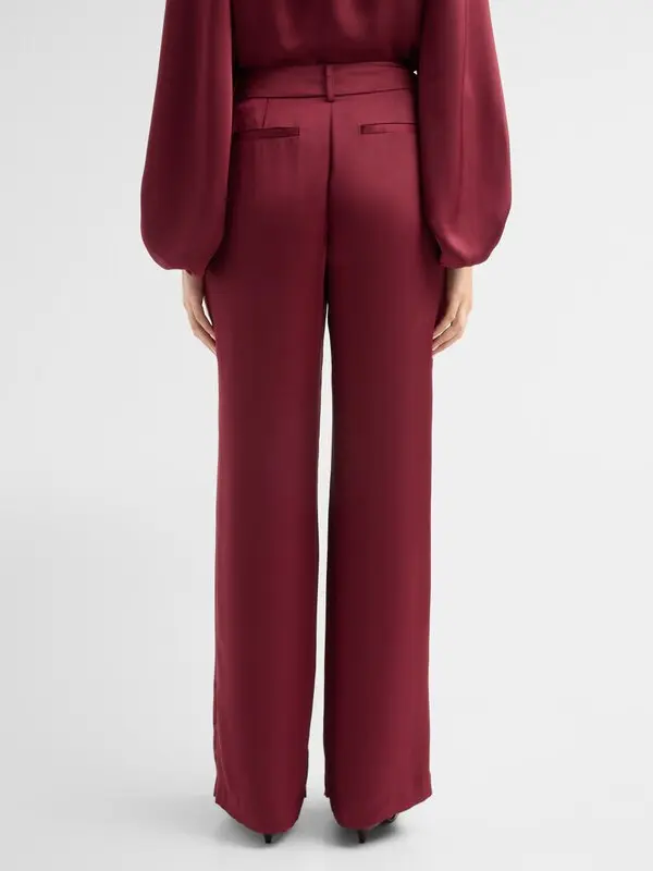 Ramy Brook Oscar Pleated Wide-leg Pants - Cranberry