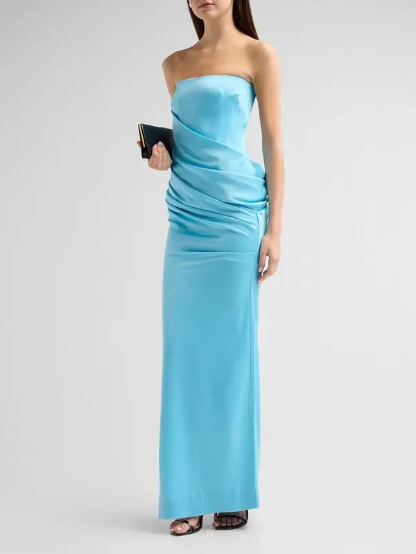 Alex Perry Strapless Drape Longline Corset Column Gown