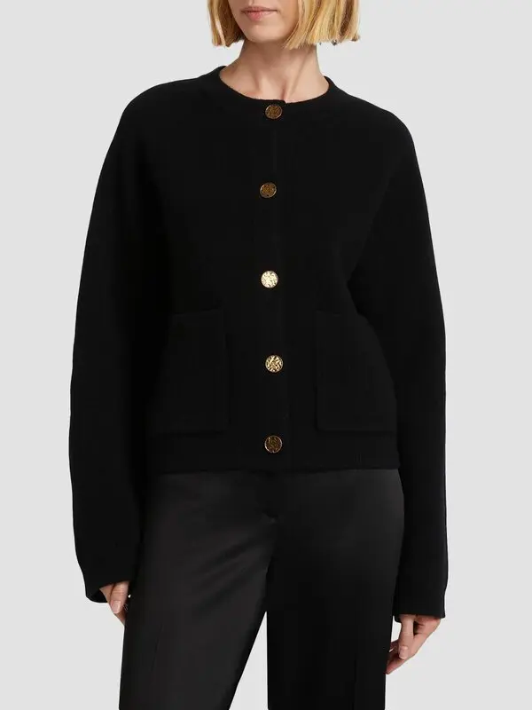 TOTEME Hammered Button Cardigan - Black