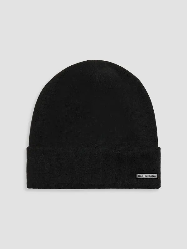 Balenciaga Knitted Beanie In Cashmere - Black