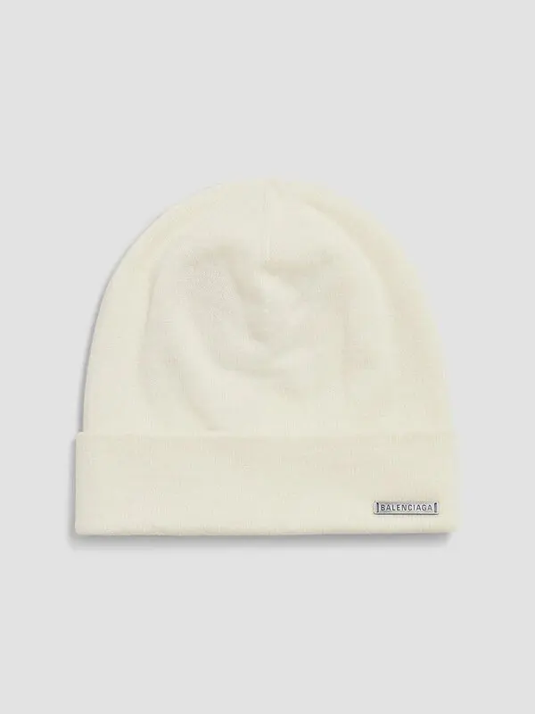 Balenciaga Knitted Beanie In Cashmere - Cream