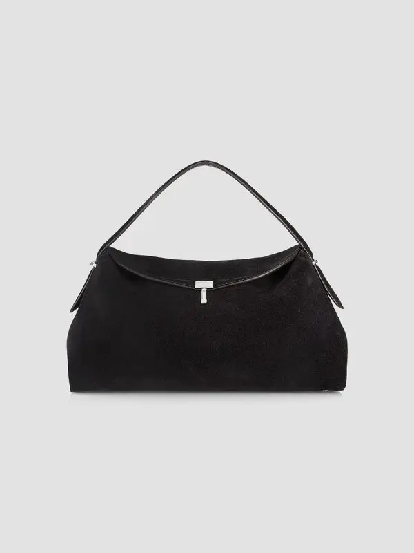 TOTEME T-lock Suede Top Handle Bag - Espresso
