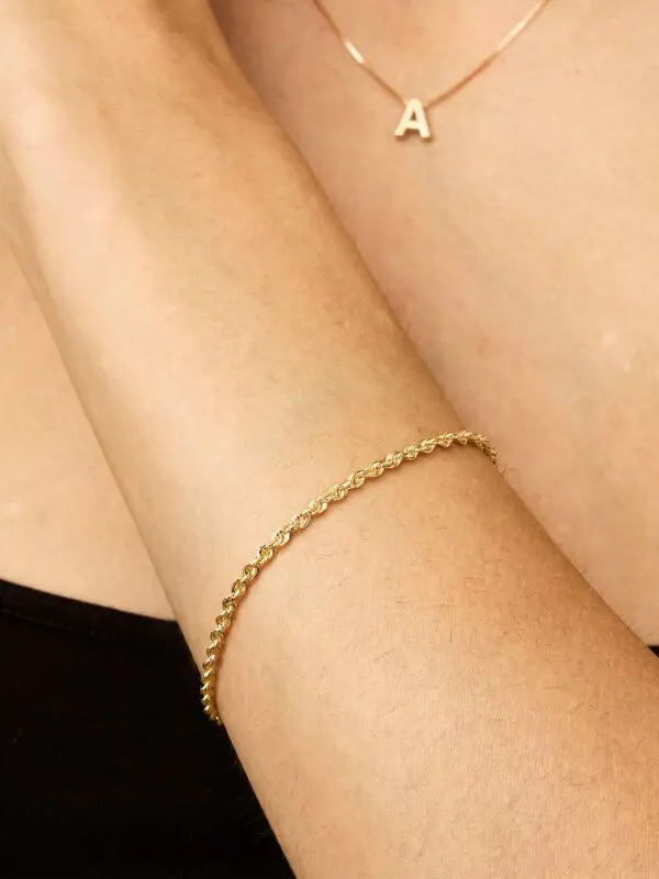 ORADINA 14k Yellow Roman Rope Bold Bracelet