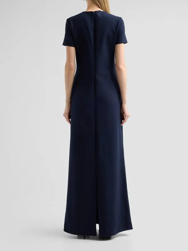 Oscar De La Renta Floral-beaded Wool-blend Gown