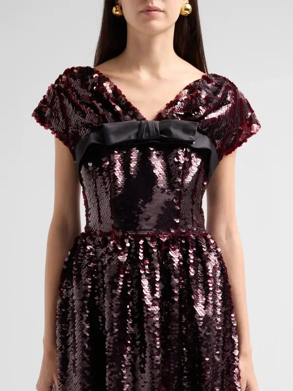 Simone Rocha Sequined Bow Cap-sleeve Midi Dress
